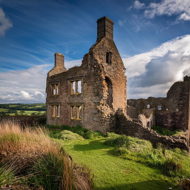 Ruined house, AI generated stock illustration. Illustration of view ...