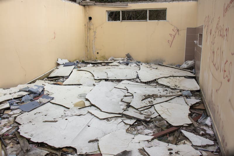 Collapsed ceiling in house stock photo. Image of fascination - 88195056