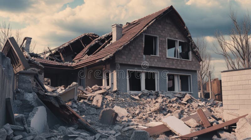 Ruined House after Natural Disaster a Realistic Depiction of Structural ...