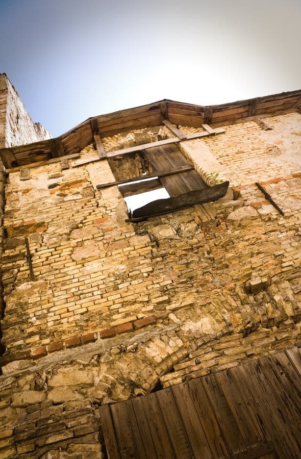Ruined house and window stock image. Image of blue, fragility - 10685507