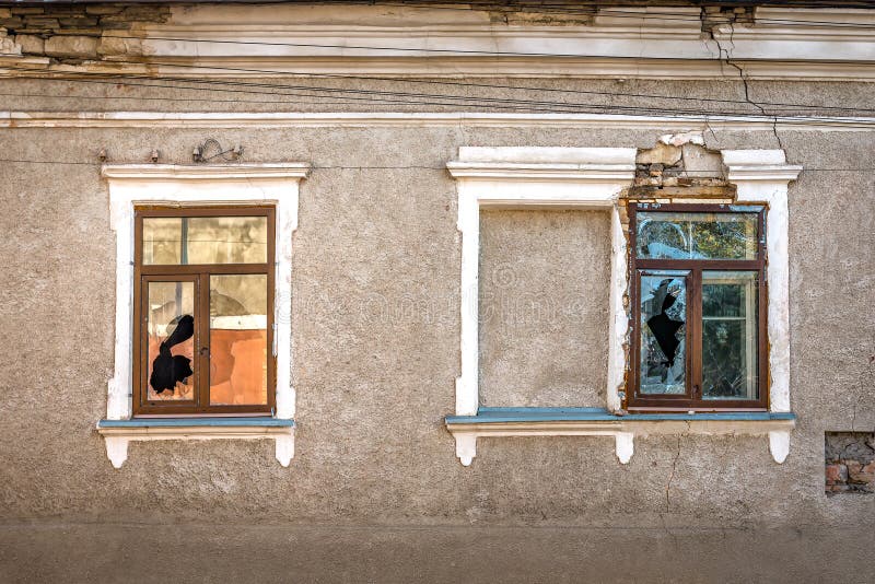 Ruined Houses and Old Dilapidated Buildings, Houses with Broken Windows ...