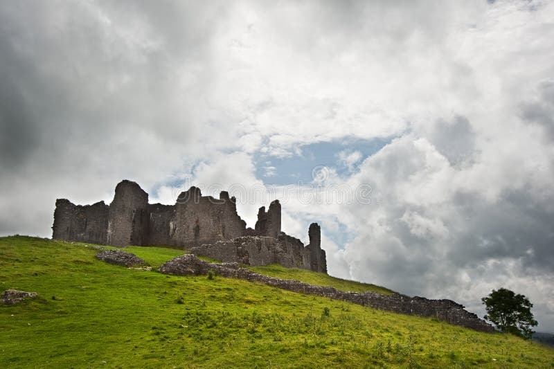 Ruined Medieval Castle Landscape with Dramatic Sky Stock Photo - Image ...
