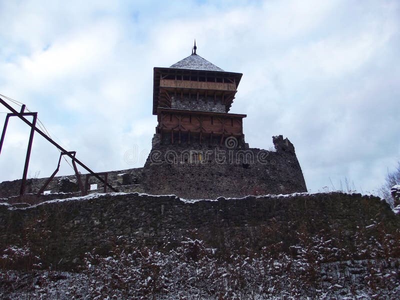 Ruined Medieval Castle in Winter Stock Image - Image of stone, desolate ...