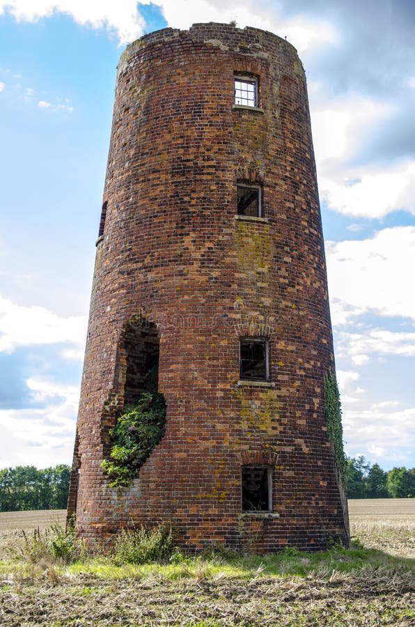 Ruined old mill tower stock image. Image of cloud, field - 49414221