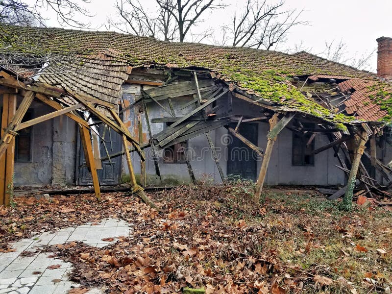 Ruined Roof of a Dilapidated Structure Stock Image - Image of exterior ...