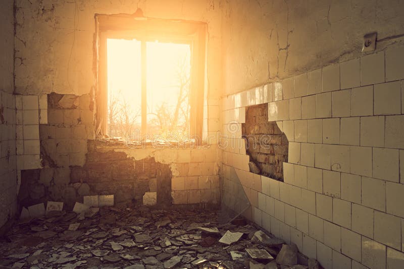 Ruined room stock image. Image of black, inside, grungy - 56623101