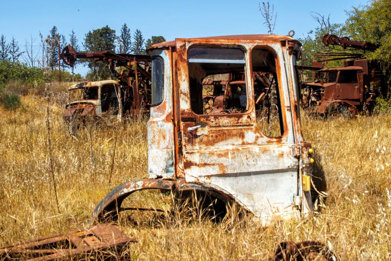 Ruined Rusty Lorry Cabin Abandoned on the Grasses Stock Image - Image ...