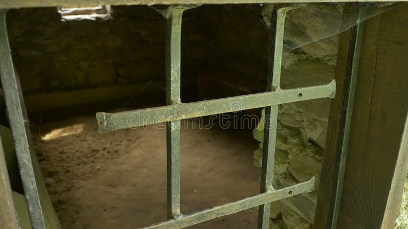 Ruined Stone Prison Cell stock video. Video of gloomy - 114702175