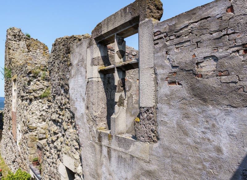 Ruined View of the Visegrad Castle Wall, in Scattered Light Stock Photo ...