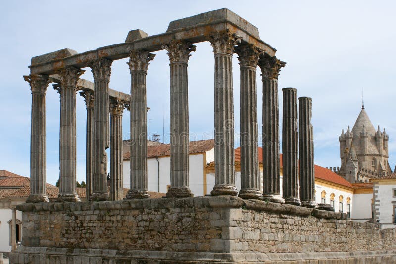Diana Temple Ruins in Evora - Portugal Stock Photo - Image of church ...