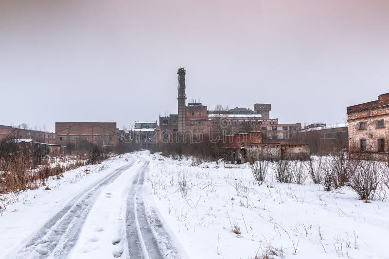Exterior Of Factory In Winter Stock Image - Image of building, frozen ...