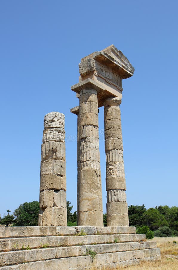Columns of the Ancient Acropolis of Rhodes in Rhodes, Greece Stock ...