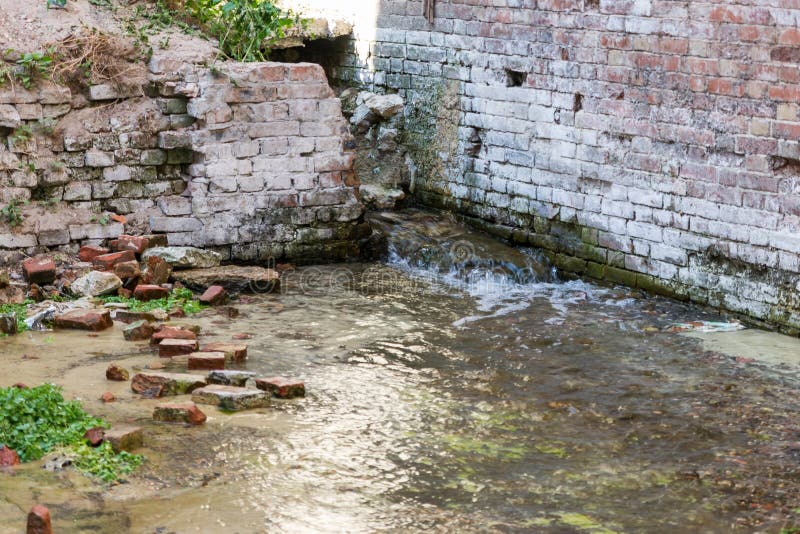 The Ruins of an Ancient Brick Building Flooded with Water Stock Image ...