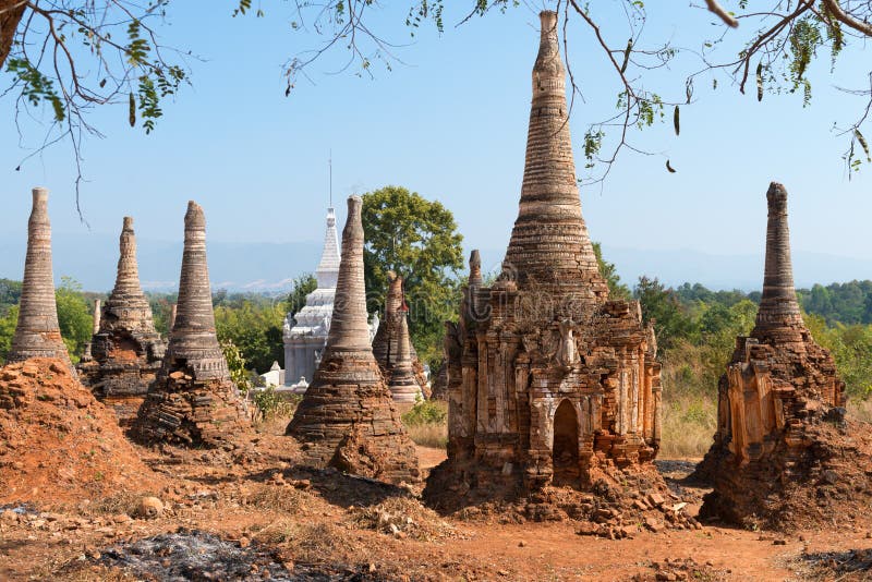 Ruins of Ancient Burmese Buddhist Pagodas Stock Photo - Image of pagoda ...