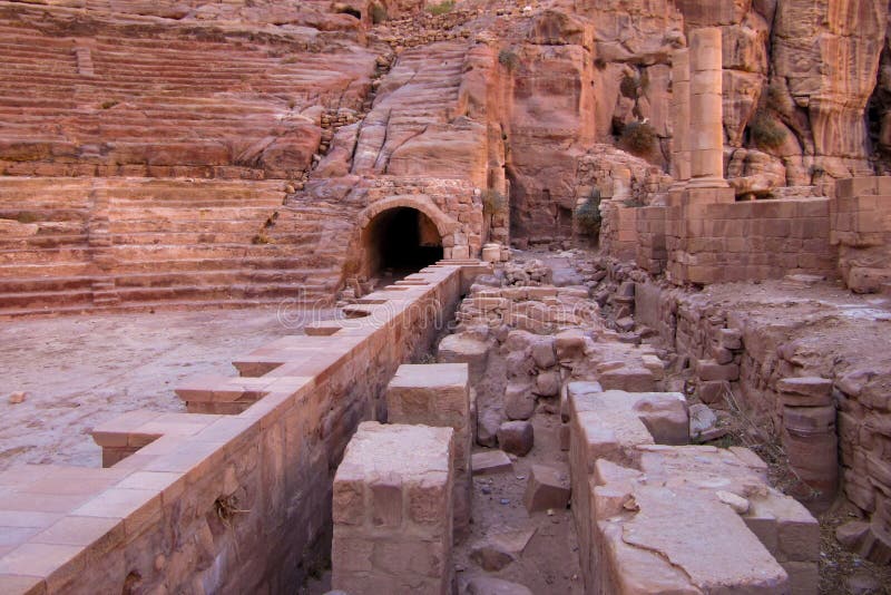 The Ruins of the Ancient Capital of Jordan. Columns of Temples of Red ...