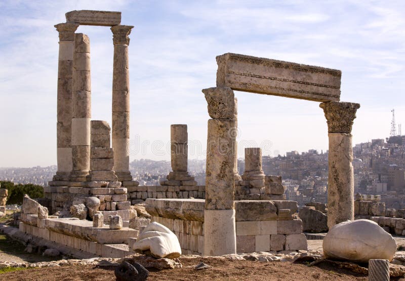 The Ruins of the Ancient Citadel in Amman Stock Image - Image of ...