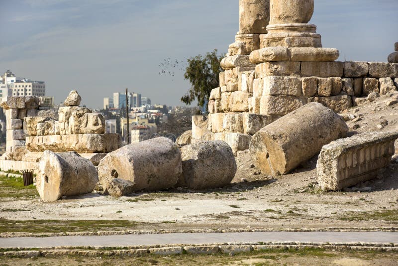 The Ruins of the Ancient Citadel in Amman, Stock Photo - Image of ...
