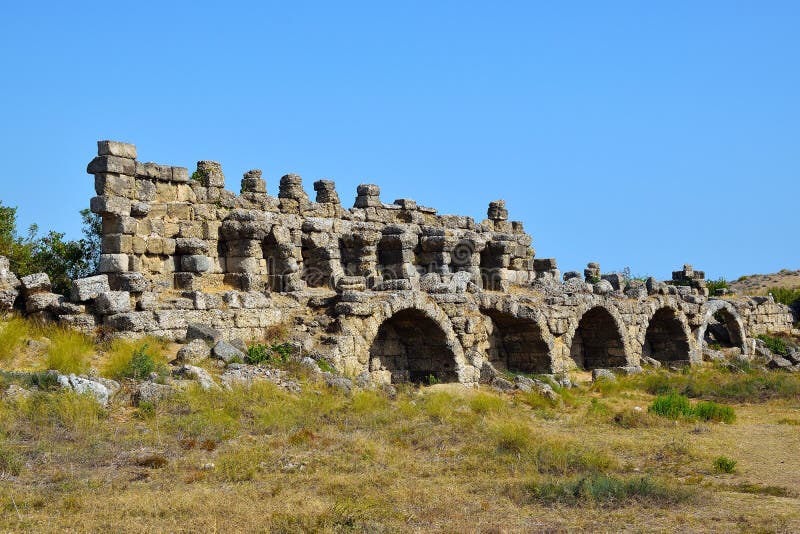 Ruins of the Ancient City of Side. Stock Image - Image of antalya ...