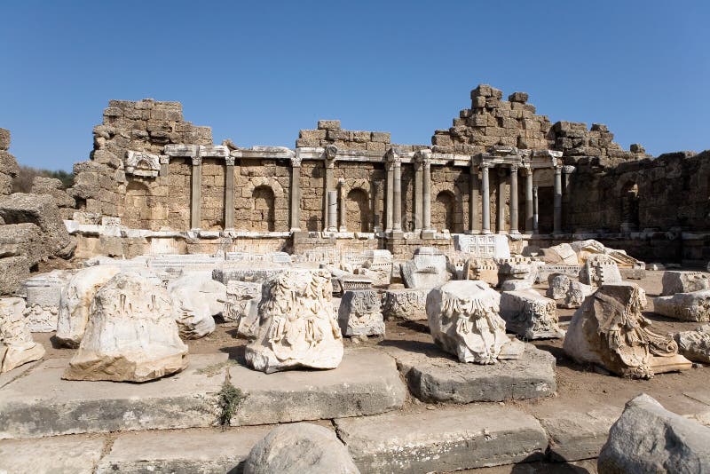 The Ruins of the Ancient City of Side Stock Photo - Image of ...