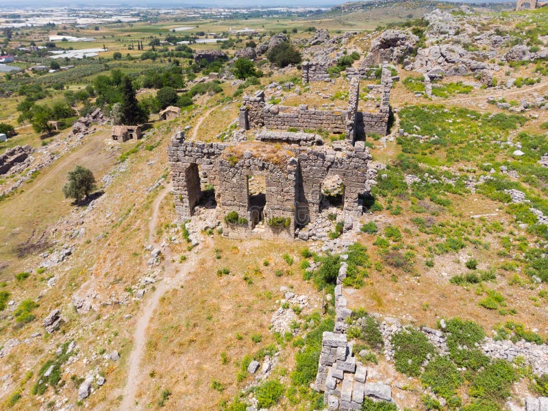 Ruins of Ancient City Sillyon. Ancient Ruins with Roman Baths Stock ...