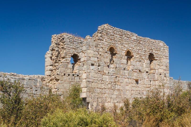 Ruins of the Ancient City of Sillyon Stock Image - Image of rock ...