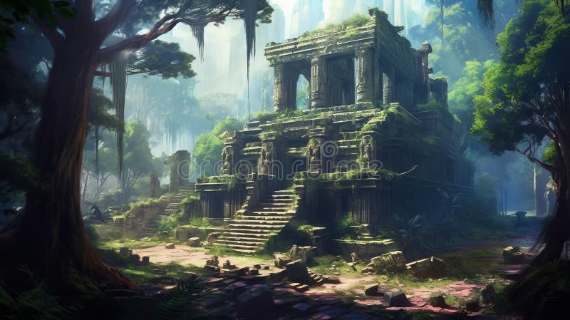 Ruins of an Ancient Civilization in the Forest. Generative AI Stock ...