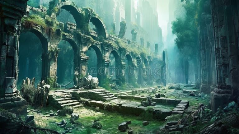 Ruins of an Ancient Civilization in the Forest. Generative AI Stock ...