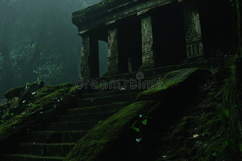 The Ruins of an Ancient Civilization in a Forest are Illustrated. Stock ...