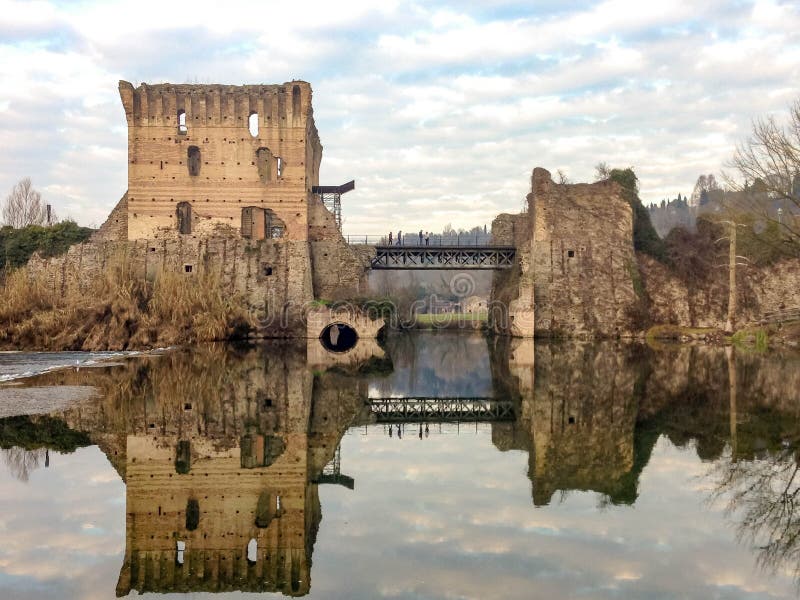 The Ruins of an Ancient Fortress on the Lake Stock Image - Image of ...