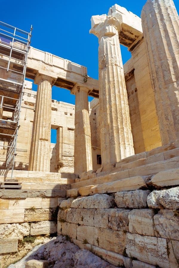 Ruins of the Ancient Greek Acropolis Stock Photo - Image of famous ...
