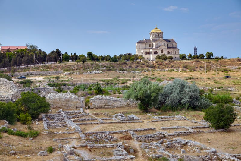 Ruins of Ancient Greek Basilica in Chersonesus Stock Photo - Image of ...