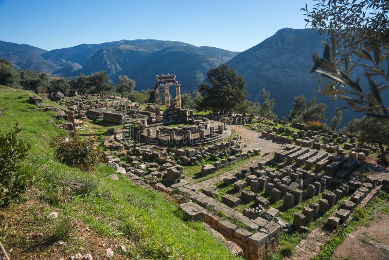 Ruins of an Ancient Greek Temple of Apollo at Delphi, Greece Stock ...