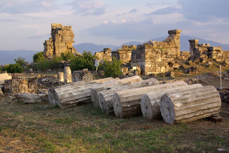 Ruins of Ancient Hierapolis, Pamukkale. Turkey Stock Image - Image of ...