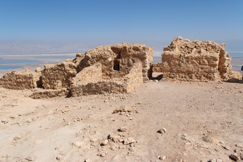 Ruins Of Ancient Masada Fortress On Dead Sea Stock Photo - Image of ...