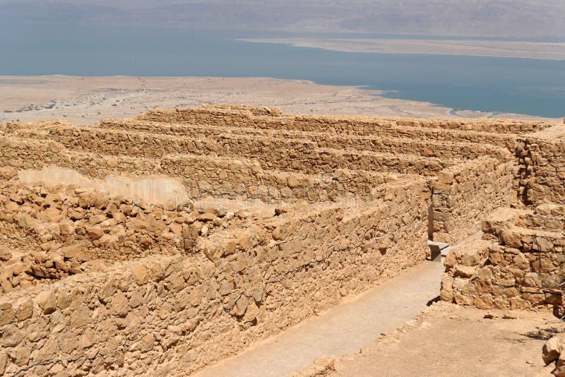 Ruins of Ancient Masada Fortress Nea Stock Image - Image of monument ...