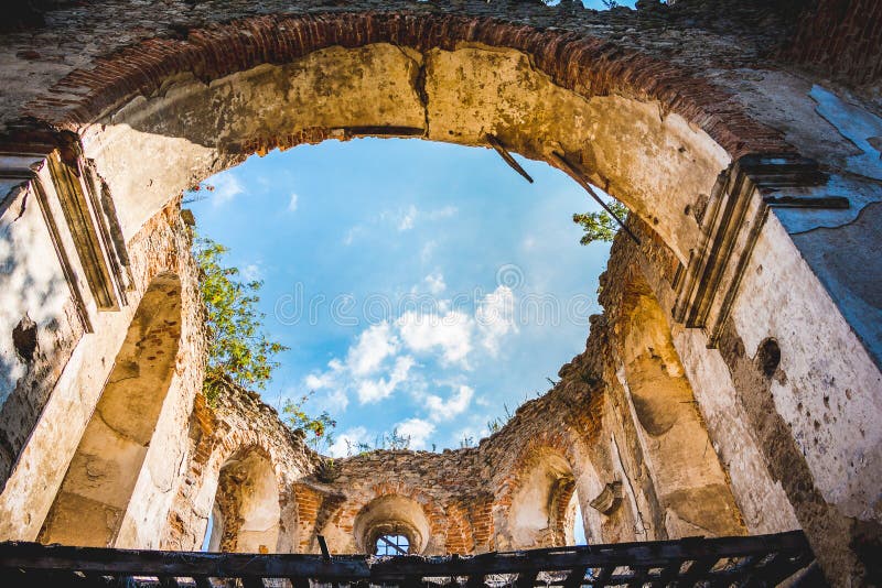 The Ruins of an Ancient Medieval Castle, the Sky is Visible through the ...
