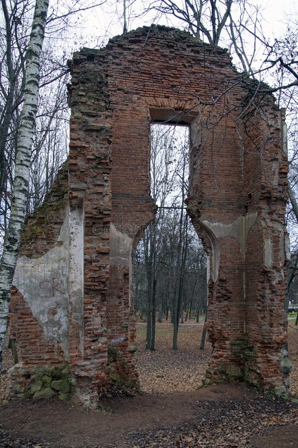 Ruins of an Ancient Palace in the Old Park. a Structure Destroyed by ...