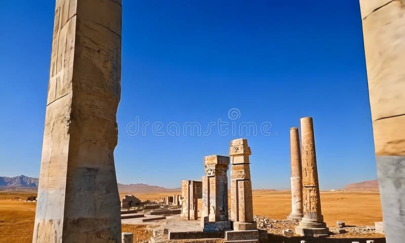 Ruins of Ancient Persepolis, Remains of Temple with Columns, Panoramic ...