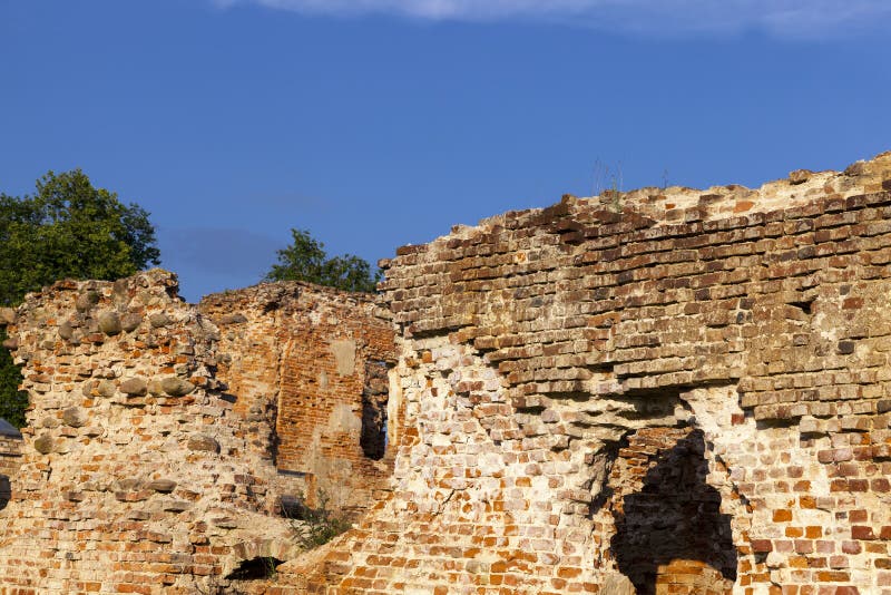Ruins of an Ancient Red Clay Brick Castle Stock Image - Image of ...