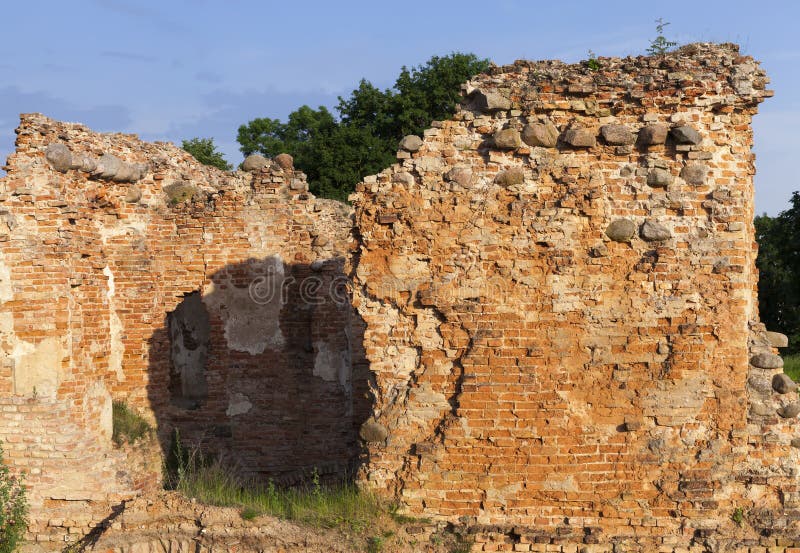 Ruins of an Ancient Red Clay Brick Castle Stock Photo - Image of rock ...