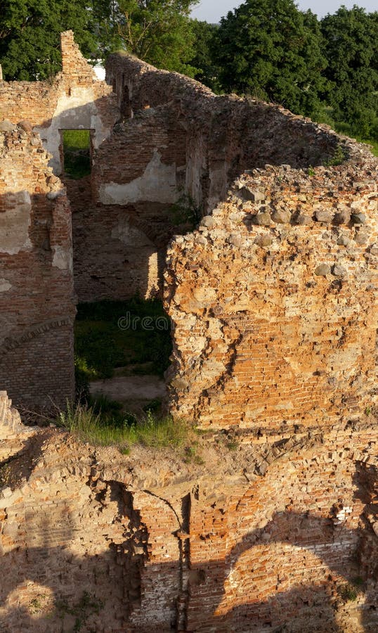 Ruins of an Ancient Red Clay Brick Castle Stock Image - Image of wall ...