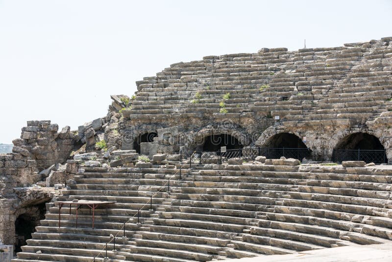 The Ruins of Ancient Roman Amphitheatre in Side. Stock Image - Image of ...