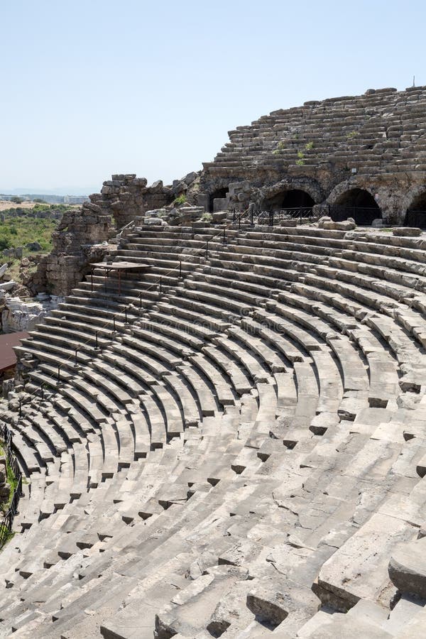 The Ruins of Ancient Roman Amphitheatre in Side Stock Photo - Image of ...