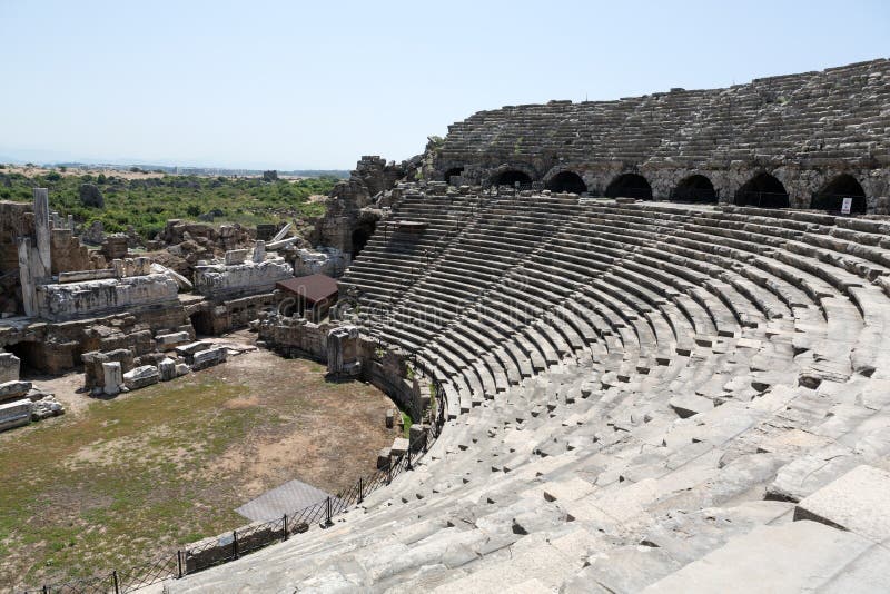 The Ruins of Ancient Roman Amphitheatre in Side. Stock Photo - Image of ...
