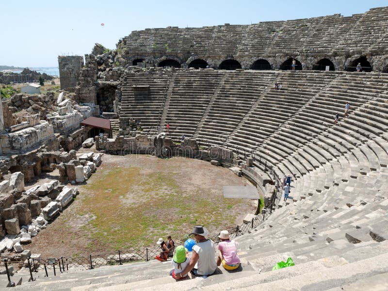 The Ruins of Ancient Roman Amphitheatre in Side. Editorial Photo ...