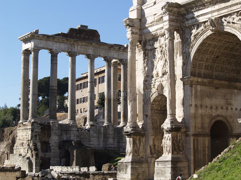 Ruins of an Ancient Roman Forum Stock Image - Image of arch, piazza ...