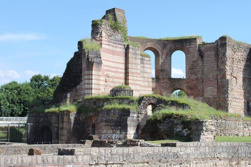 Ruins of Ancient Roman Imperial Baths in Trier Stock Photo - Image of ...