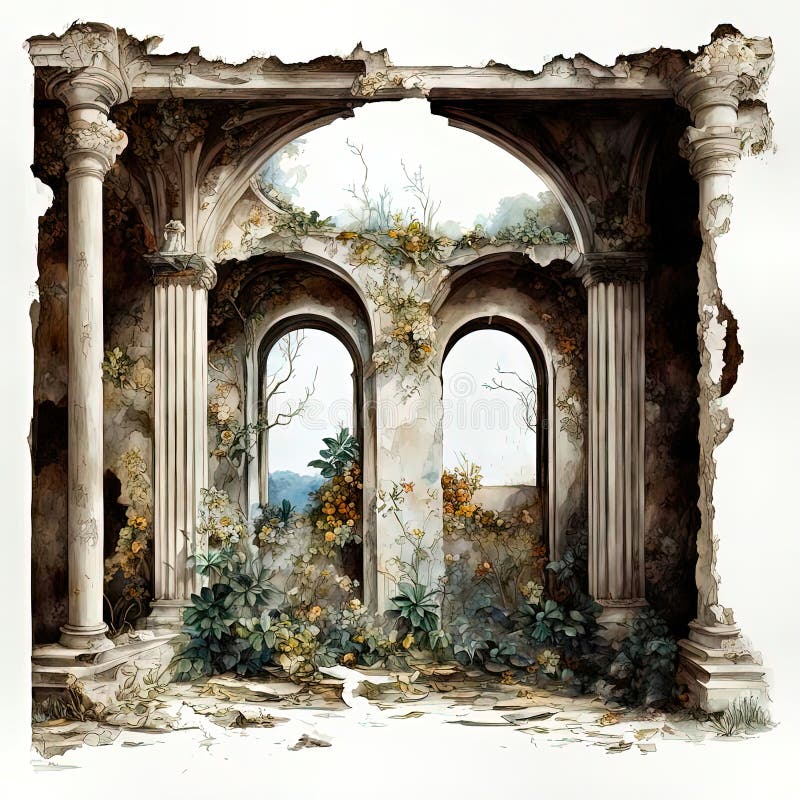 Ruins of the Ancient Rome Villa Stock Illustration - Illustration of ...