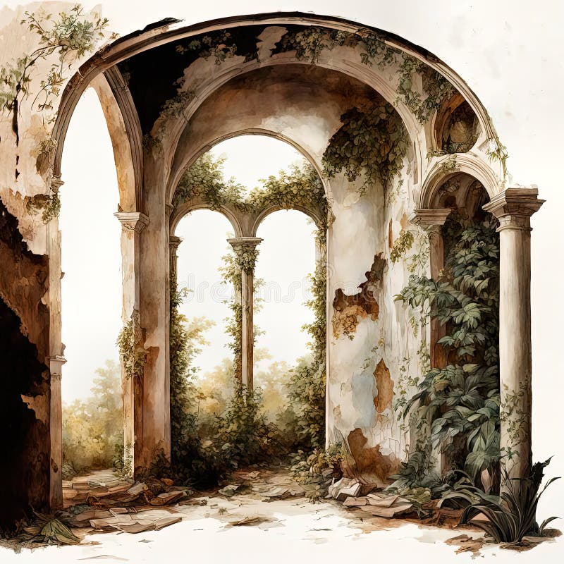 Ruins of the Ancient Rome Villa Stock Illustration - Illustration of ...