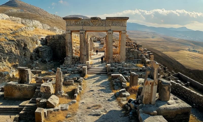 Ruins of Ancient Settlement, Camera Fly Over Old City, 4K Stock Video ...